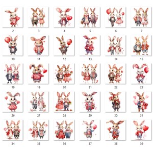 40 PNG Watercolor Valentine's Day Bunnies Clipart, Valentines Day ...