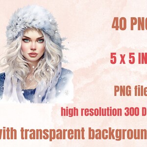 40 PNG Watercolor Winter Beauties Clipart, Cozy Winter Lady ...