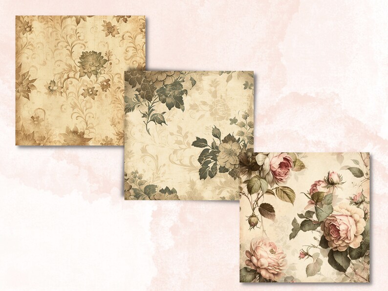 Vintage Floral Digital Paper Vintage Old Spring Floral Paper - Etsy