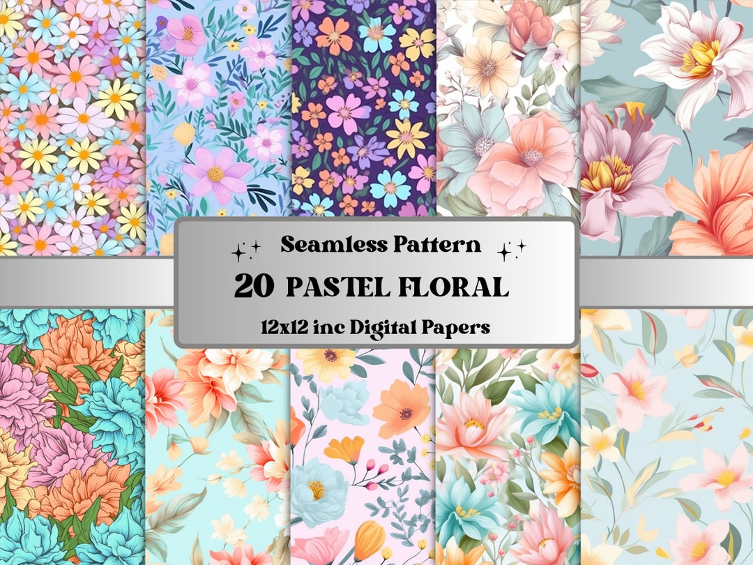 Seamless Pastel Flowers Digital Paper, Pastel Floral Seamless Pattern ...