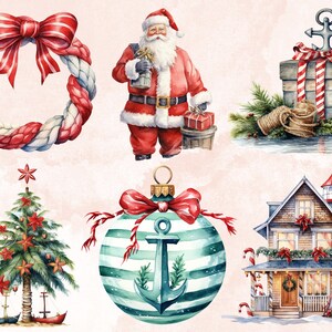 50 PNG Watercolour Nautical Christmas Clipart, Ocean Sea Christmas ...