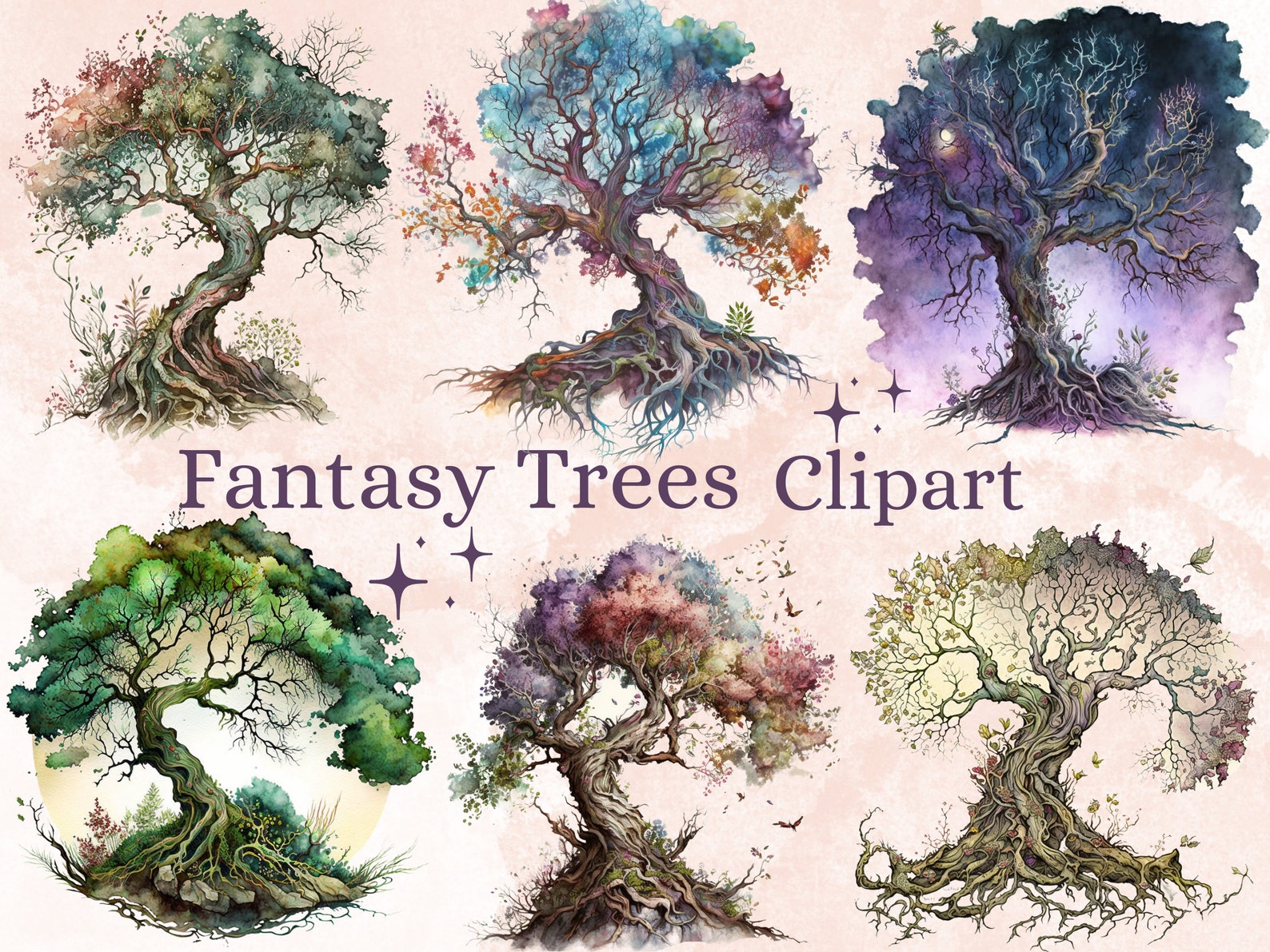 21 PNG Watercolor Tree Clipart Fantasy Tree Clip Art - Etsy UK