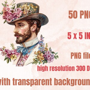 50 PNG Watercolor Victorian Spring Clipart, Floral Victorian Era ...