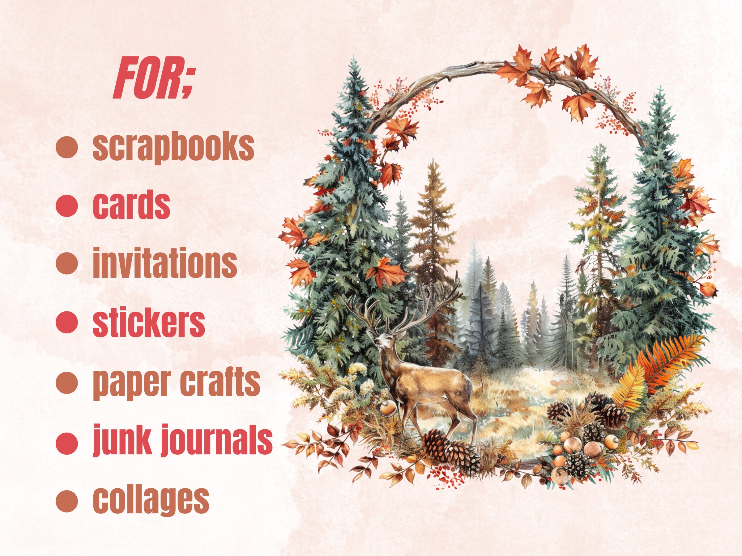 30 PNG Watercolor Autumn Landscape Clipart, Fall Forest Scenes ...