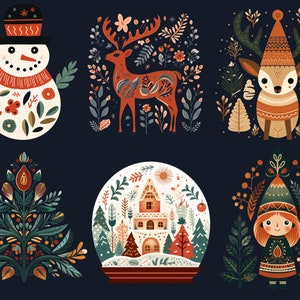 50 PNG Watercolour Scandinavian Christmas Clipart, Christmas Folk Art ...