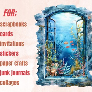30 PNG Watercolor Under the Sea Window Clipart, Ocean Window Clip Art ...