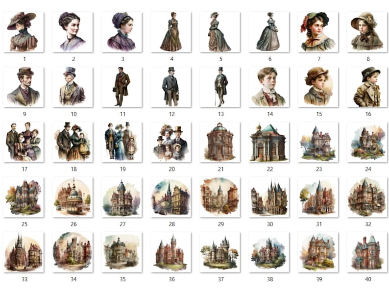 40 PNG Watercolour Victorian Era Clipart, Victorian Era Png Bundle ...