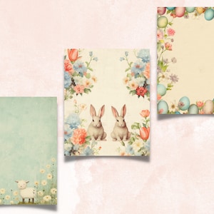 Printable Spring Easter Digital Paper, Nursery Bunny Ephemera Collage ...