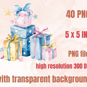 40 PNG Watercolor Baby Shower Clipart, Gender Reveal Party Illustration ...