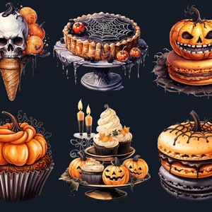 45 PNG Watercolour Halloween Dessert Clipart, Spooky Pumpkin Spice ...