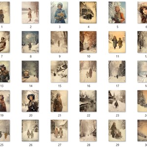Printable Vintage Winter Photos Digital Paper, Retro Winter Old ...