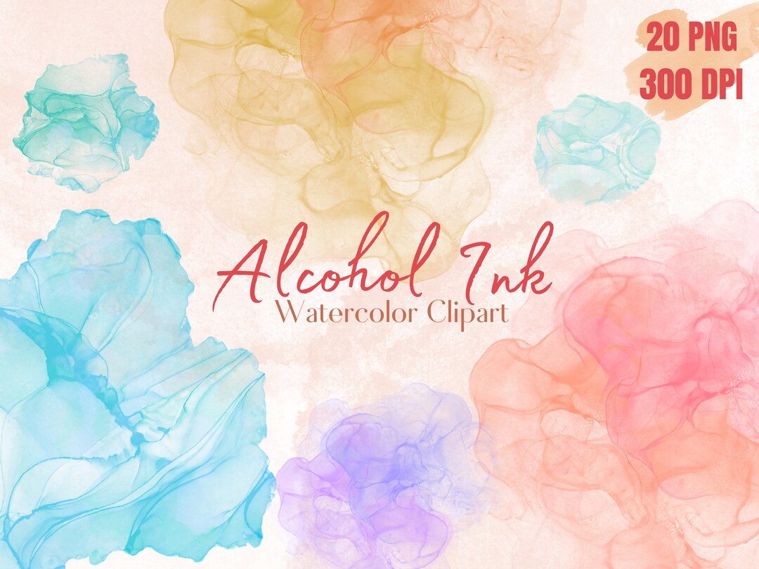 20 PNG Alcohol Ink Clipart, Watercolor Splashes Background, Pastel ...