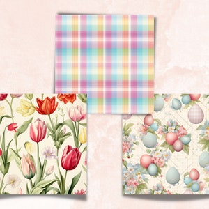 Printable Spring Easter Digital Paper, Floral Ephemera Collage, Easter ...