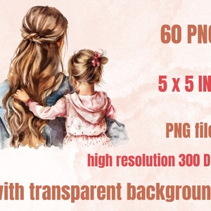 60 PNG Watercolor Mother's Day Views Clipart, Back View Family ...