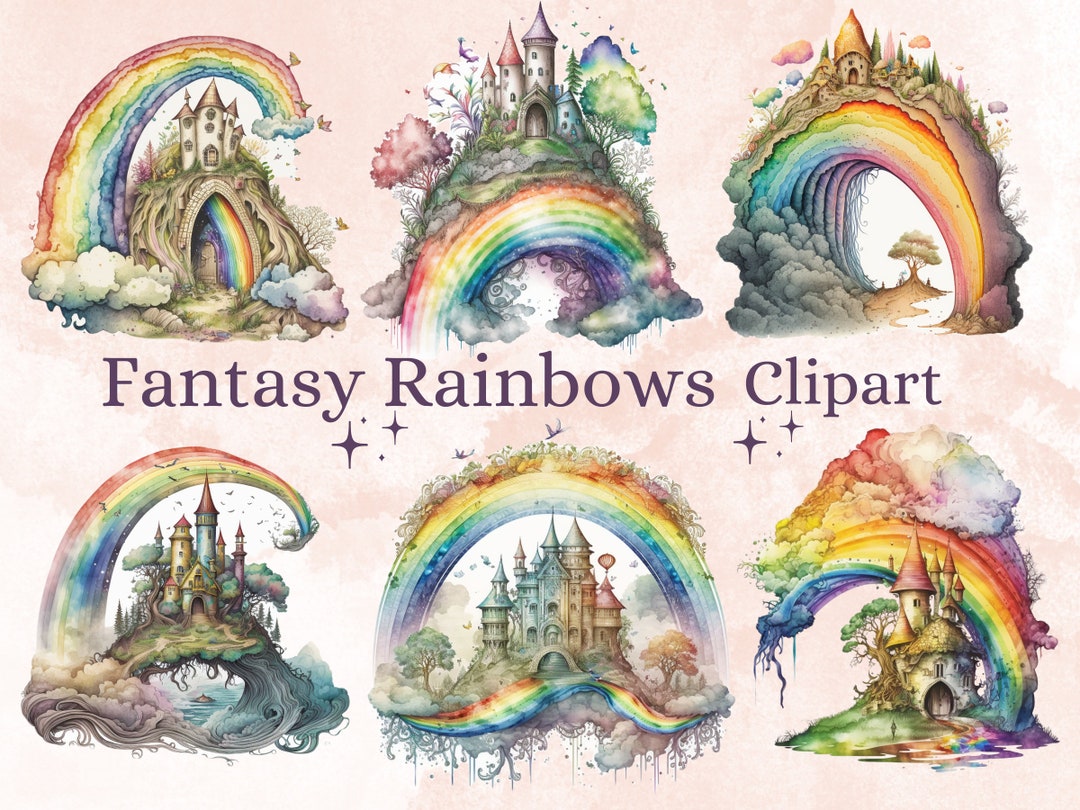 17 PNG Watercolour Fantasy Rainbows Clipart, Fantasy Clipart, Magical ...