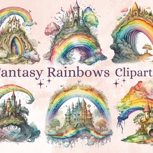 17 PNG Watercolour Fantasy Rainbows Clipart, Fantasy Clipart, Magical ...