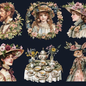 50 PNG Watercolor Victorian Spring Clipart, Floral Victorian Era ...