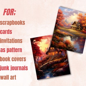 Printable Enchanted Fall Scenes Digital Paper, Cozy Autumn Background ...