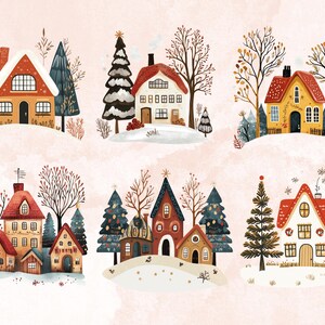 30 PNG Scandinavian Christmas House Clipart, Christmas House Folk Art ...