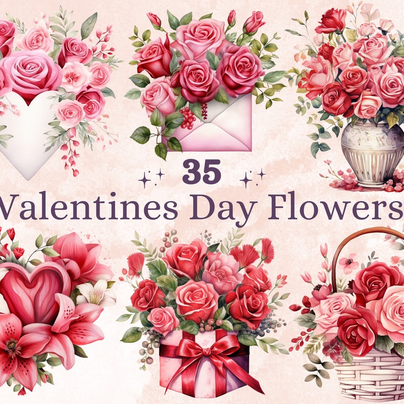 Heart With Rose Clip Art - Etsy