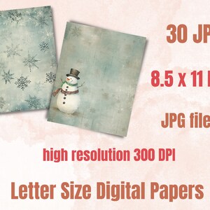Printable Vintage Winter Digital Paper, Winter Wonderland Ephemera ...