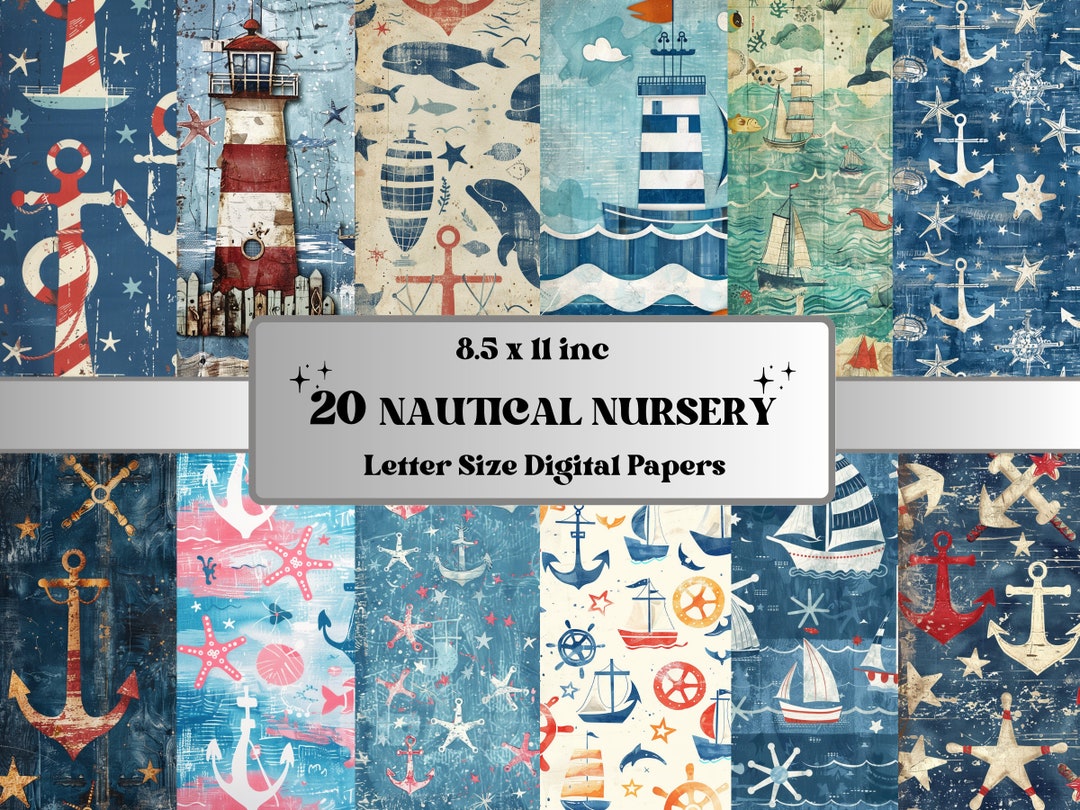 Nautical Junk Journal Kit, Printable Cute Nautical Nursery Digital ...