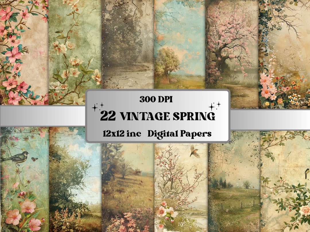 Vintage Botanical Spring Junk Journal Kit, Printable Spring Ephemera ...