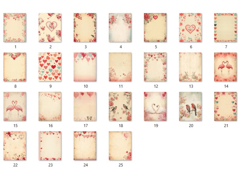 Printable Vintage Valentine's Day Digital Paper, Romantic Valentine ...