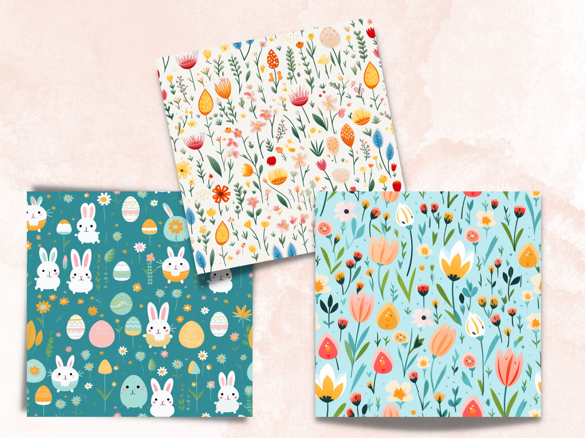 Seamless Cute Easter Digital Paper, Easter Bunny Seamless Pattern ...