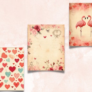 Printable Vintage Valentine's Day Digital Paper, Romantic Valentine ...