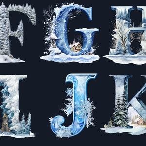 26 PNG Watercolour Winter Alphabet Clipart, Snowy Letters Clip Art ...