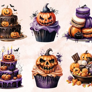 45 PNG Watercolour Halloween Dessert Clipart, Spooky Pumpkin Spice ...