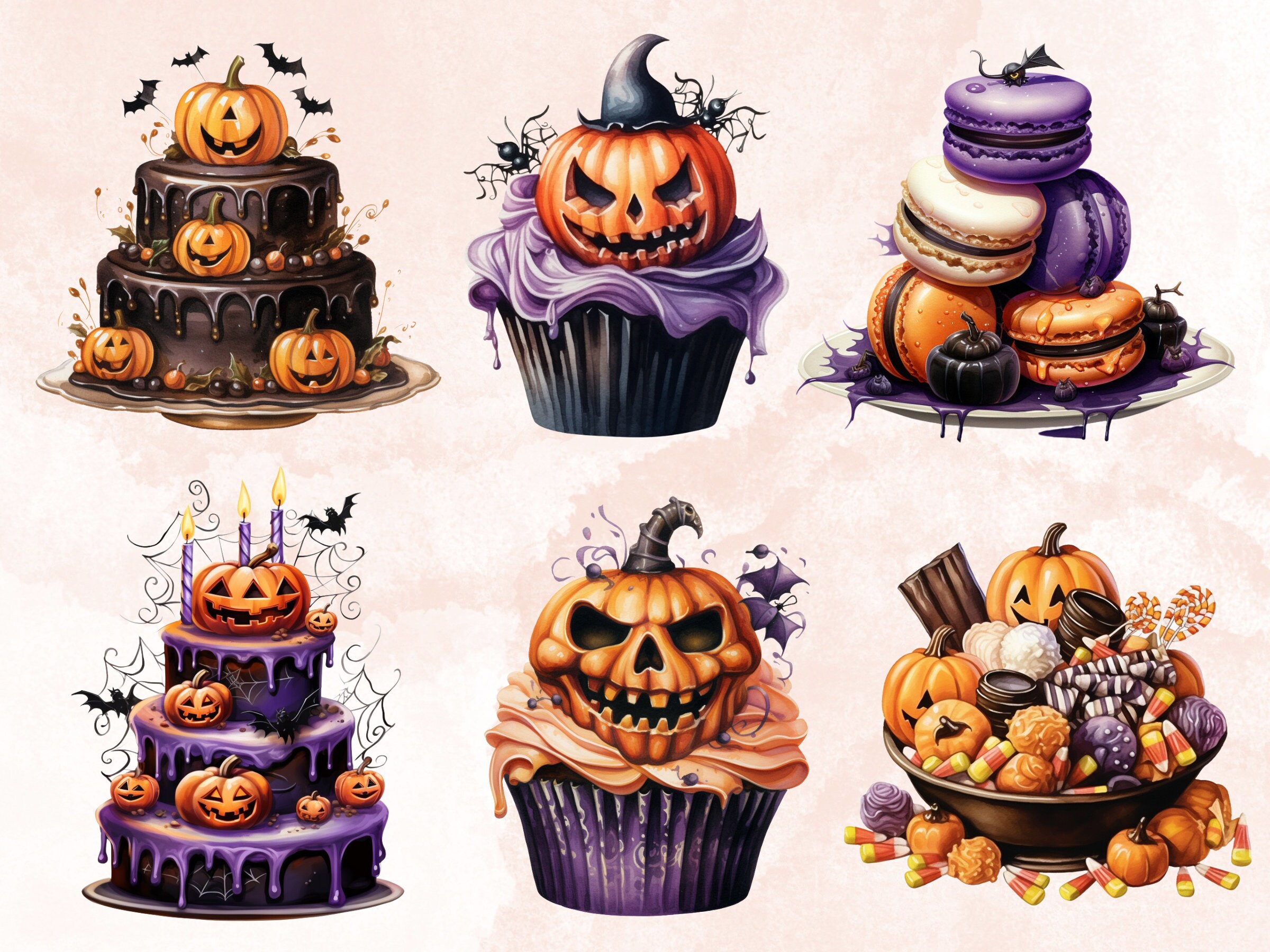 45 PNG Watercolour Halloween Dessert Clipart, Spooky Pumpkin Spice ...