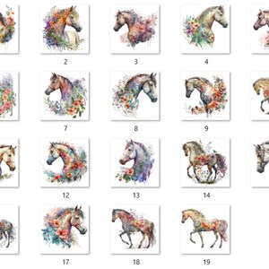 19 PNG Watercolor Floral Horse Clipart, Horse With Flowers PNG Bundle ...