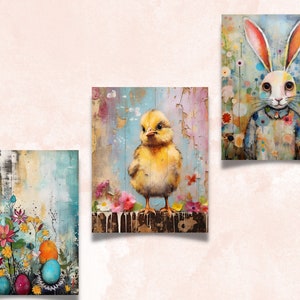 Printable Easter Mixed Media Digital Paper, Whimsical Easter Pages ...