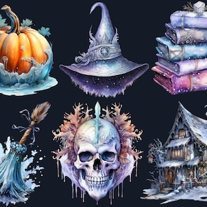 40 PNG Watercolor Ice Witch Clipart, Snow Witchcraft Clip Art, Witch ...