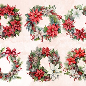 27 PNG Watercolor Christmas Wreath Clipart, Merry Christmas Holiday ...