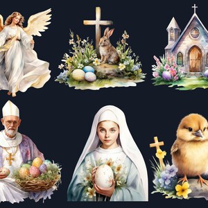 80 PNG Watercolor Christian Easter Clipart, Easter Jesus Illustrations ...