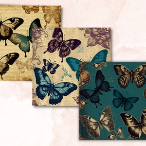 Vintage Butterflies Digital Paper, Summer Spring Butterfly Scrapbook ...