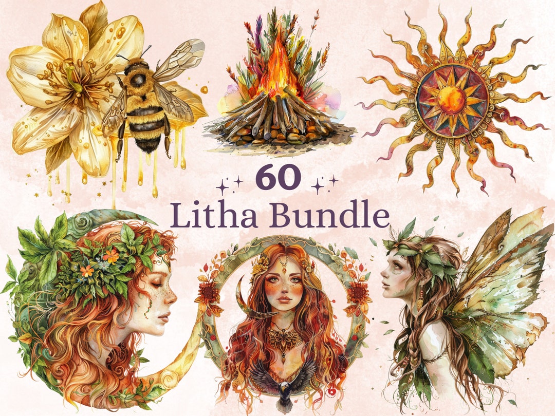60 PNG Watercolor Litha Clipart, Floral Pagan Holiday Wiccan Art ...