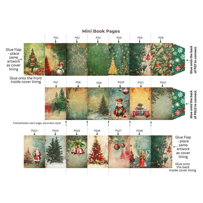 Christmas Mini Books, Printable Miniature Junk Journal, Ephemera ...
