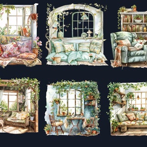 40 PNG Watercolor Cozy Spring Clipart, Floral Spring Garden ...