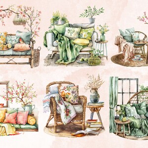 40 PNG Watercolor Cozy Spring Clipart, Floral Spring Garden ...