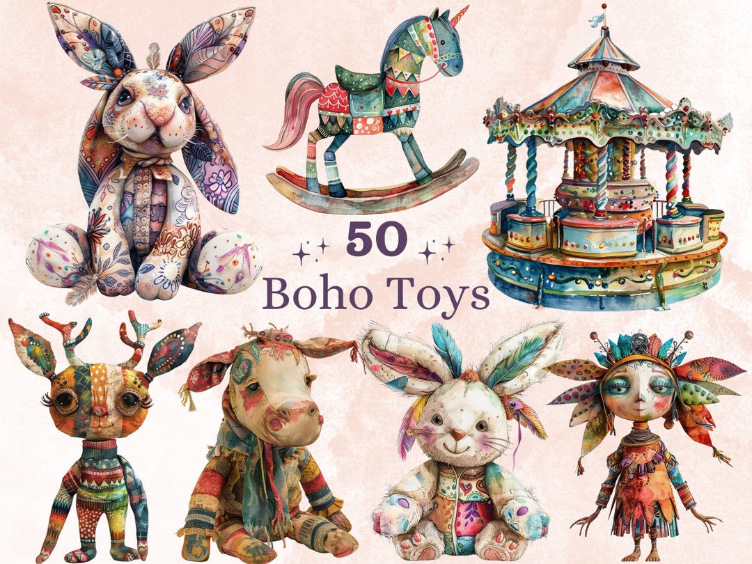 50 PNG Watercolor Boho Baby Toys Clipart, Cute Wooden Toys Illustration ...