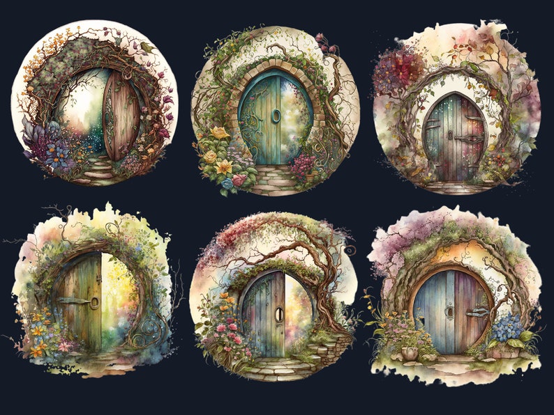 15 PNG Watercolor Hobbit Doors Clipart, Fairy Doors Clip Art, Printable ...