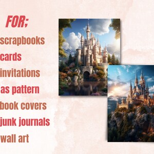 Printable Fairytale Castle Digital Paper, Princess Castle Background ...
