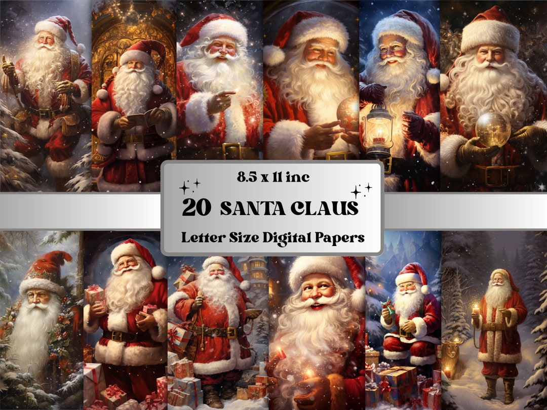 Printable Enchanted Santa Claus Digital Paper, Christmas Santa ...