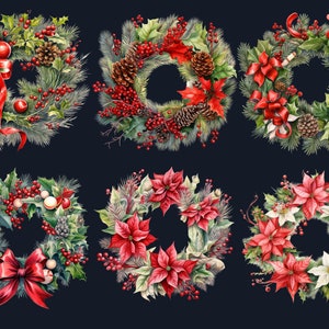 27 PNG Watercolor Christmas Wreath Clipart, Merry Christmas Holiday ...