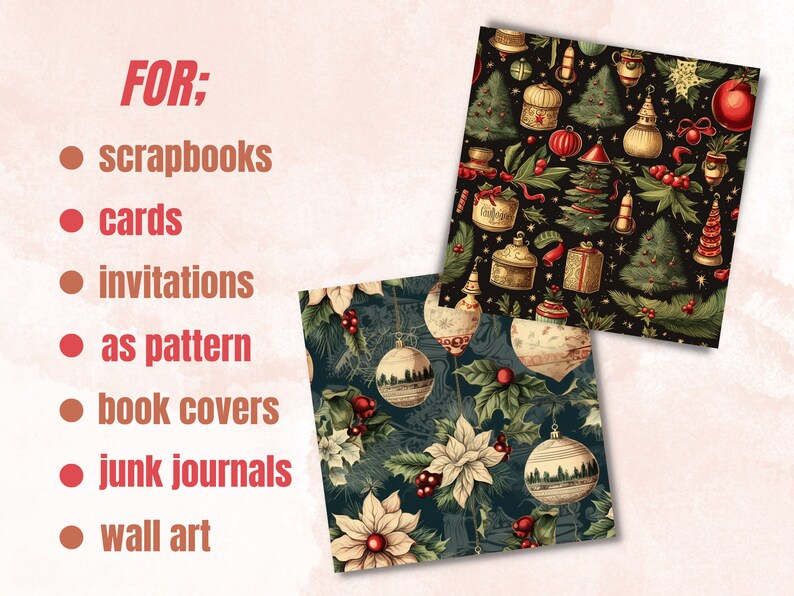 Seamless Vintage Christmas Digital Paper Pack, Winter Holiday Seamless ...