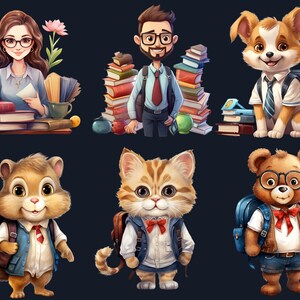 50 PNG Watercolor Cute Back to School Bundle Clipart, Academia ...